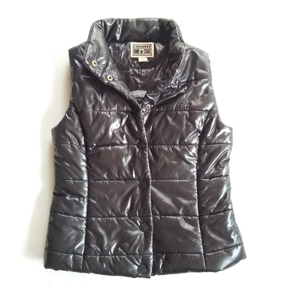 Converse | Jackets & Coats | Converse Allstar Black Quilted Puffer Vest ...